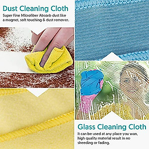 MEXERRIS Microfiber Cleaning Cloth Rags for Glass Floor Polish Dust Multifunctional All Purpose Labeled , Reusable Dish Rags Cleaning Lint Free Streak Free Wipes for House, Kitchen, Windows - 10 Pack