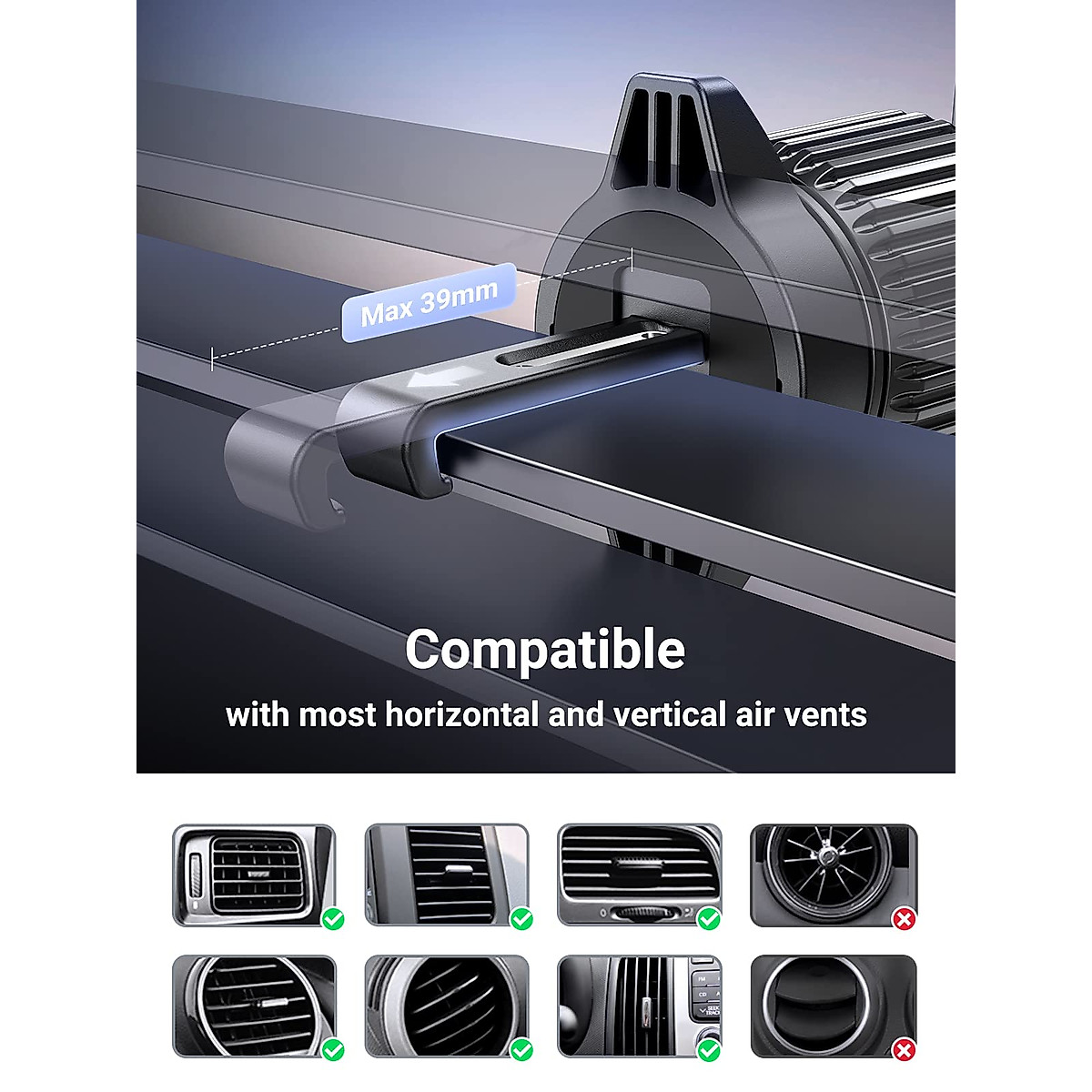 UGREEN Magnetic Phone Holder Car Mount Strong Magnet Cell Phone Mount Air Vent Compatible with iPhone 15 14 13 Pro Max Mini, iPhone 12 11 Plus SE XS XR 8 7 6 6S Smartphone, Black