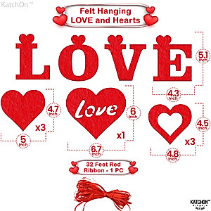 Felt Valentines Day Hanging Decorations - Valentines Day Tree Decorations | Hanging Hearts Decorations | Love Heart Garland for Valentines Day Decoration | Valentines Day Garland, Valentines Day Décor