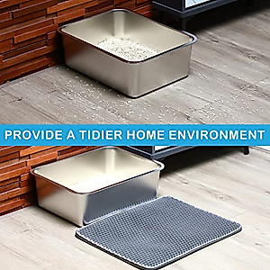 4 Pcs Stainless Steel Cat Litter Box Kitten Litter Box Mat Rust Proof Metal Cat Box Honeycomb Waterproof Design Double Layer Kitty Litter Trapper Mat Odor Control Small Litter Box for Cat Rabbit