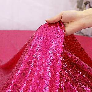PartyDelight Hot Pink 2FT X 8FT Sparkly Sequin Backdrop Curtains, 2 Panels, for Wedding, Party, Room Decorations.