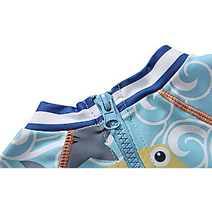 Best for All Baby Boys Kids Swimsuit Toddlers One Piece Zipper Bathing Suit Swimwear with Hat Rash Guard Surfing Suit (Light Fish, 18-24 Months)