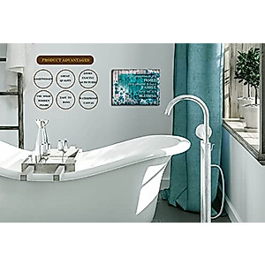 LAOTOART Inspirational Bathroom Decor Wall-Art for Bedroom - Teal Flower Motivational Quotes Wall Decor for Dining Room Canvas Wall Art Ready to Hang