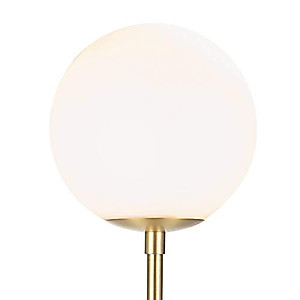 Globe Electric "Celestia 63"" Floor Lamp, Matte Brass, Frosted Glass Shade, White Cylinder Base