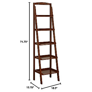 Coaster Furniture 5-Shelf Ladder Bookcase Solid Wood Frame Cherry 18.5" W x 15.75" D x 71.75" H 804369