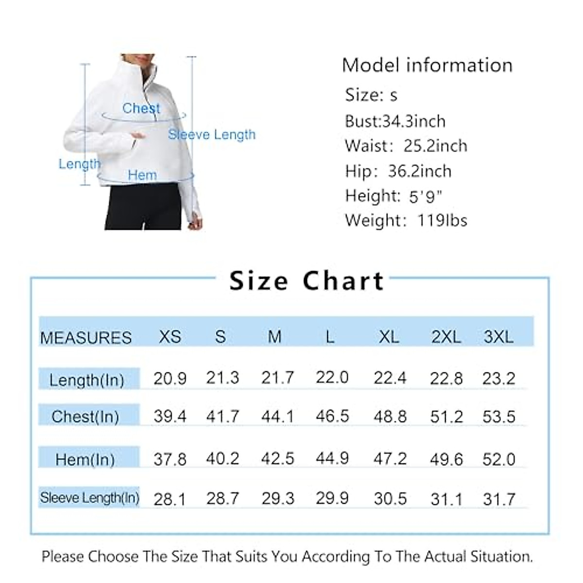 THE GYM PEOPLE Women's Half Zip Pullover Sweatshirt Fleece Stand Collar Crop Sweatshirt with Pockets Thumb Hole White