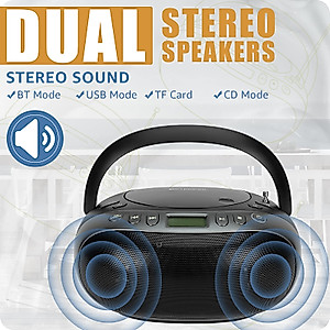 Retekess TR604 AM FM Radio Portable Transistor Analog Radio with 3.5mm Earphone Jack Battery Operated Retekess TR634 Portable Boombox CD Player, Bluetooth Boombox with FM Radio