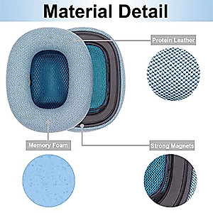 Replacement Ear Pads for AirPods Max Headphone Quite-Comfort Protein Leather Earpads Covers Easy to Install with Magnet Ear Pads Earmuff Repair Part (Blue)