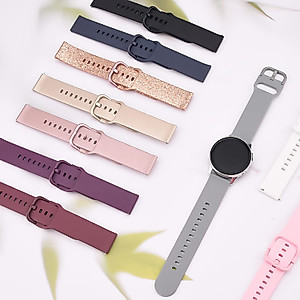 4 PACK Bands Compatible with Samsung Galaxy Watch 4 40mm 44mm/ 4 Classic 42mm 46mm, 20mm Adjustable Silicone Sport Replacement Strap for Samsung Galaxy Watch 7/6 / 5/4 / FE Band Women Men