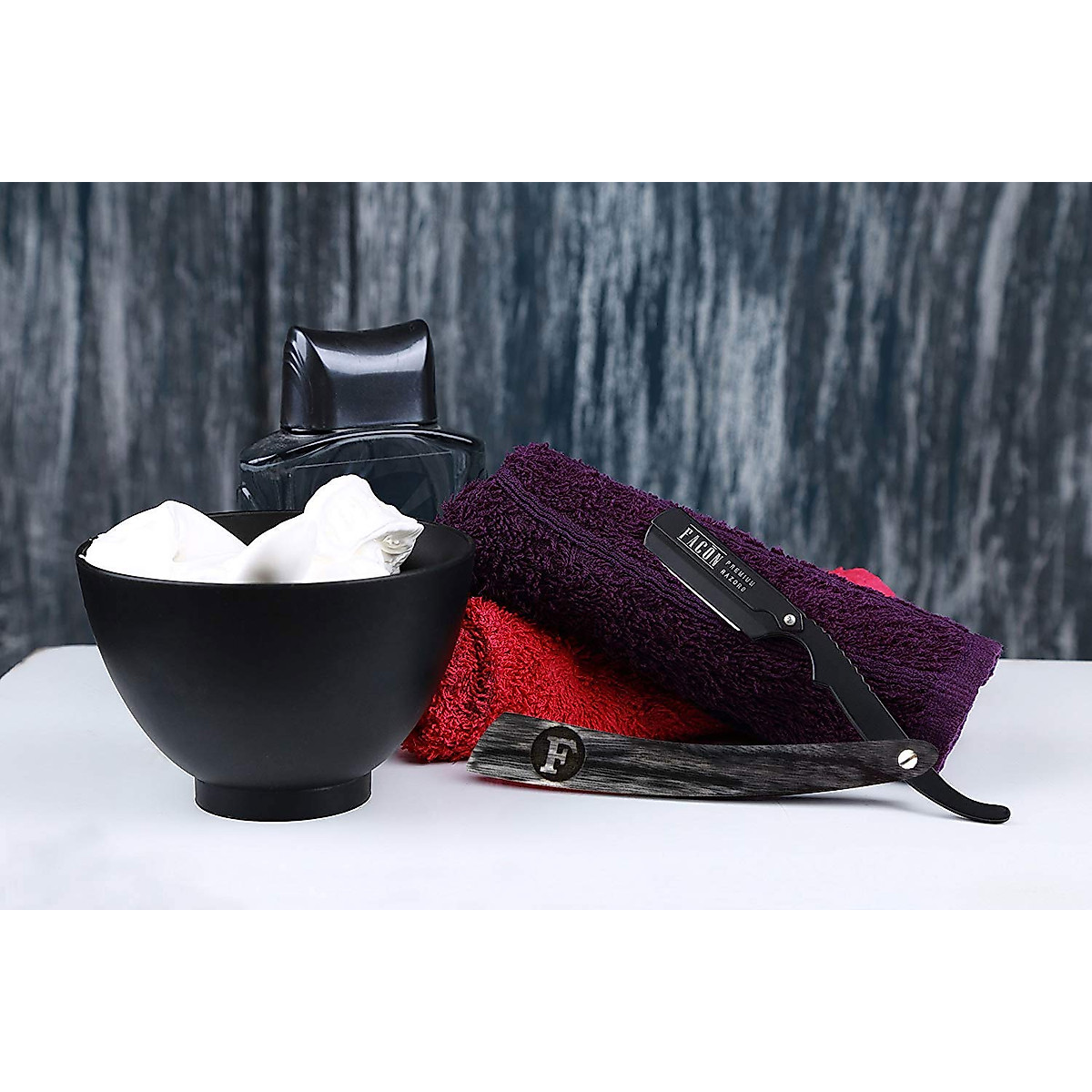 100 BLADES + Facón Professional Wooden Straight Edge Barber Razor - Salon Quality Cut Throat Shavette