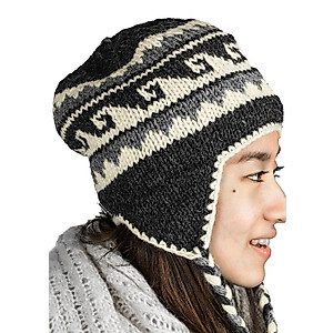 Tribe Azure Fair Trade Womens Beanie Hats, Warm Hats for Women Knit Hat for Women Women's Skullies & Beanie for Women (Grey)