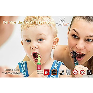 idi Toothbat - Wow Adult Floss Holder (Green/White/Black)-Patented Design Awards Winning Product, Easy, Comfort & Effective, Works Perfectly with Reach Waxed Nylon Floss