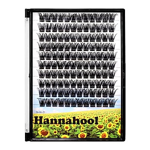 Hannahool Handmade D Curl 10-20mm to Choose 120Pcs Natural long Individual Thick Base Cluster Eyelashes Dramatic Look DIY Volume Eye Lashes Extensions (14mm)
