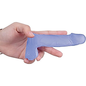 4 Inch Silicone Realistic Mini Dildo,Beginner Anal Plug,Soft Dildo with Curved Shaft and Balls,Sex Toy Women Men Couples.Experience Multi-Purpose Mini Style (Blue)