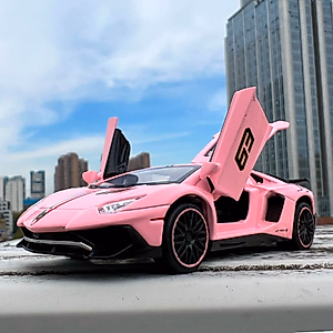 BDTCTK Compatible for 1:32 LP780 Model Car, Zinc Alloy Pull Back Toy Car with Sound and Light for Kids Boy Girl Black