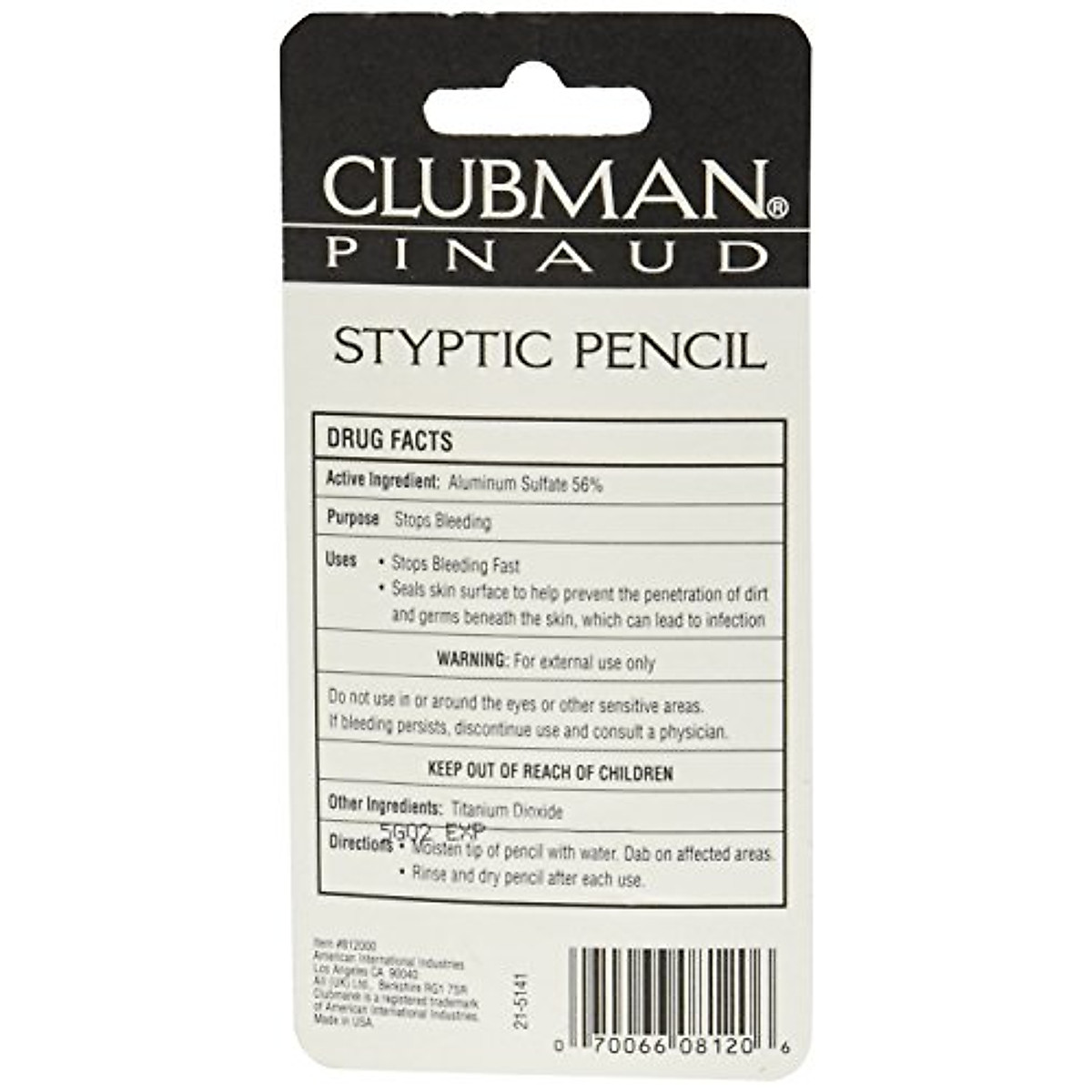 Clubman Pinaud Styptic Pencil Travel Size .33 oz (Pack of 3)