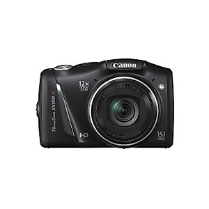 PowerShot SX150 is 14.1 MP Digital Camera with 12x Wide-Angle Optical Image Stabilized Zoom with 3.0-Inch LCD (Black) (Old Model) (Renewed)