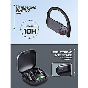 Wireless Earbuds Sports Bluetooth 5.1 Headphones Earhook Noise Cancelling, 50H Wireless Ear Buds Over Ear with Charging Case, Bluetooth Earphone for Samsung Android, Audifonos Bluetooth inalambricos