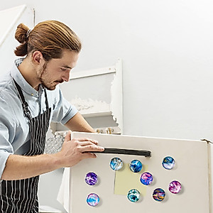 12PCS Fridge Magnets Round Glass Refrigerator Magnets Calendar Magnetic Sticker Decorations Whiteboards Magnets Set for Office and Kitchen（Marbling）