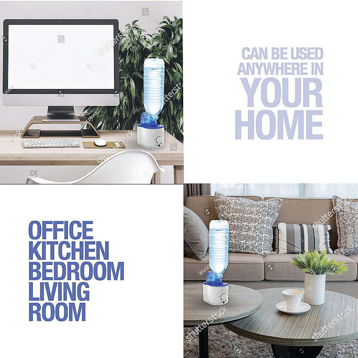 Bell+Howell Sonic Breathe Water Bottle Humidifier, Easy to Use Small Humidifier, No Leak Portable Humidifier, Mini Humidifier, Travel Humidifier, Personal Humidifier and Desk Humidifier as Seen on TV