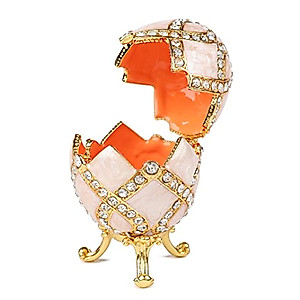 QIFU Vintage Faberge Egg Figurine Trinket Box Hinged, Unique Gift for Family