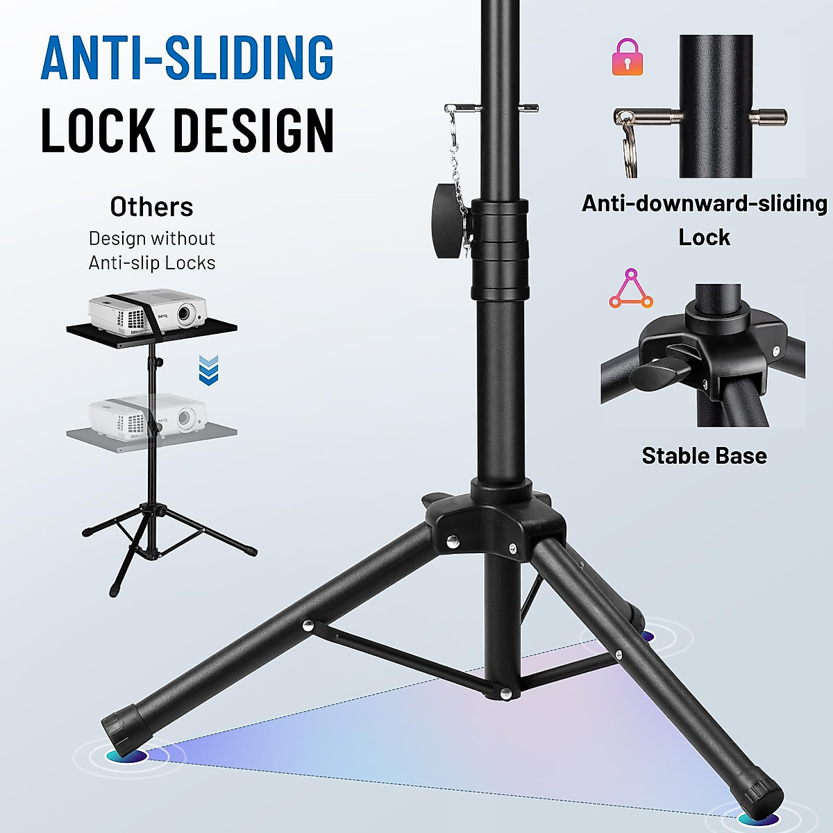 CAHAYA Projector Tripod Stand Adjustable: Height 26 to 51.5in Projector Laptop Stand Portable Multifunctional DJ Rack Stand for Outdoor Movies Computer Book DJ Equipment CY0331