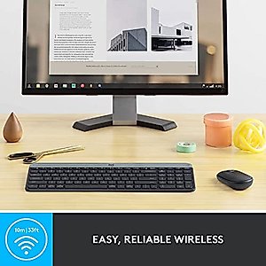 Logitech MK470 Slim Wireless Keyboard and Mouse Combo - Modern Compact Layout, Ultra Quiet, 2.4 GHz USB Receiver, Plug n' Play Connectivity, Compatible with Windows - Graphite