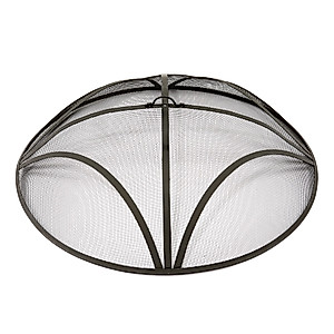 27In Reinforced Steel Round Fire Pit Screen Cover,Outdoor Patio Fire Pit Spark Screen,Heavy Duty Steel Mesh Firepit Ember Lid with Handle