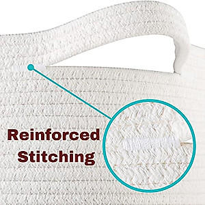 MINTWOOD Design Extra Large 22 x 14 Inches Blanket Basket Living Room, Laundry Basket, Woven Basket, Toy Storage Baskets Bin, Decorative Round Cotton Rope Basket for Pillows, Towels, 3-Tone Dark Grey