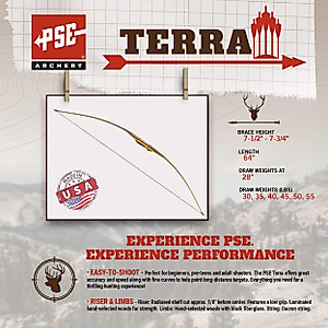 PSE ARCHERY Terra Longbow-Wood-Arrow-Set - Right Hand - 64-45
