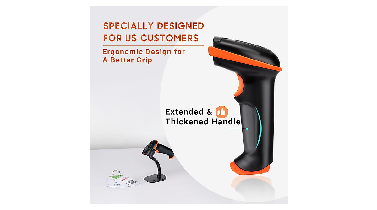 Tera 1D Wireless Barcode Scanner | Battery Indicator & Stand
