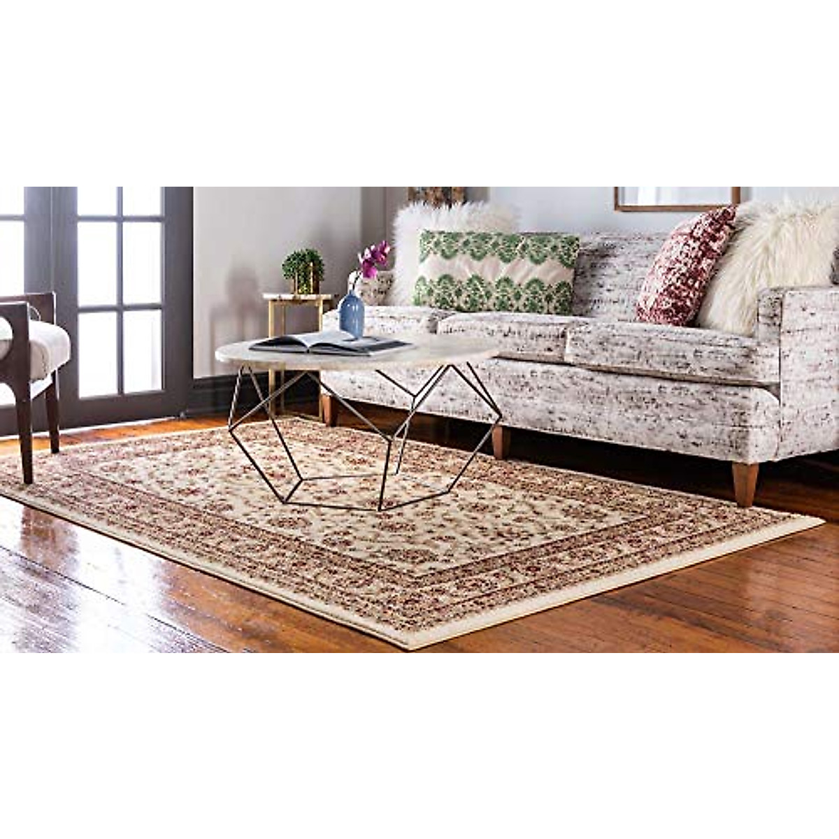 Unique Loom Voyage Collection Traditional Oriental Classic Rug_AGR004, 10 ft x 14 ft, Ivory/Gold