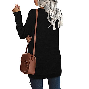 OFEEFAN Womens Tops Long Sleeve Crew Neck Loose Fit Casual Comfy Tunic Sweatshirts L