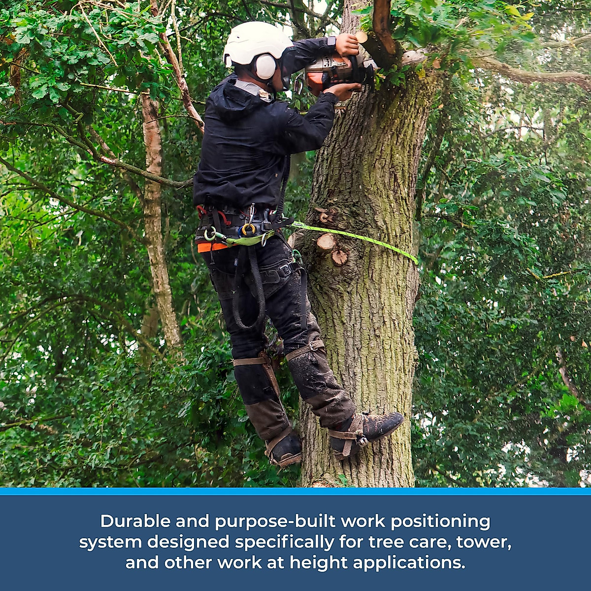 RNA X-Flight Adjustable Lanyard with Snap Hook - Neon Yellow, 12-Foot Heavy-Duty Positioning System, Made in USA, Arborist and Work-at-Height Gear