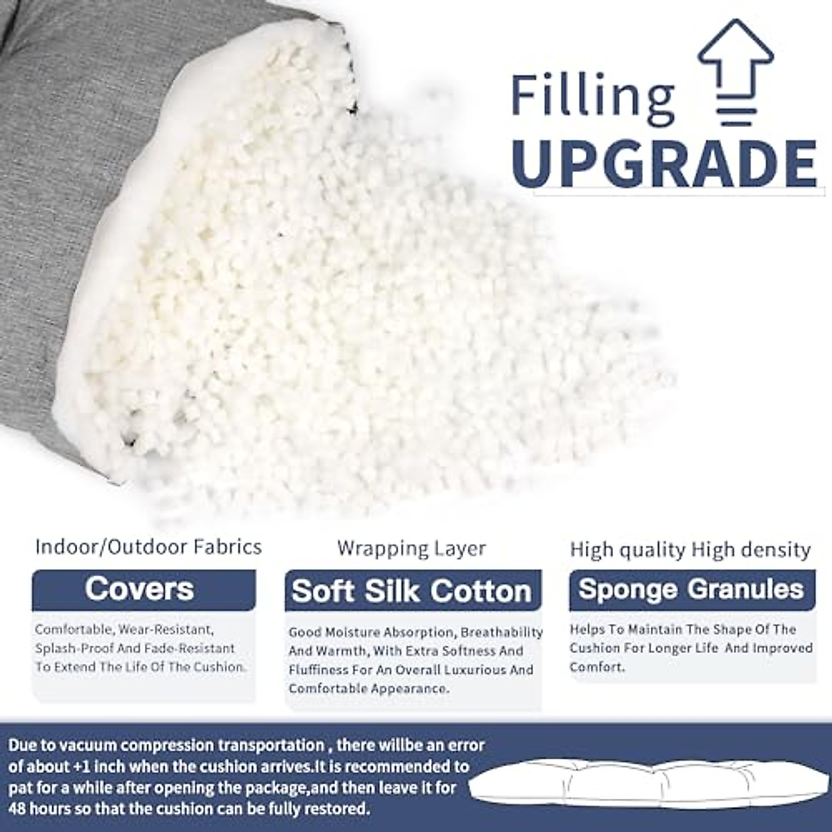 ROFIELTY Bench Cushion 42x16 inch, Patio Furniture Cushions, Indoor/Outdoor Anti-Slip Tufted Swing Seat Cushion, Bench Cushion for Multi-Scene use. (42x16x4 inch, Light Gray)