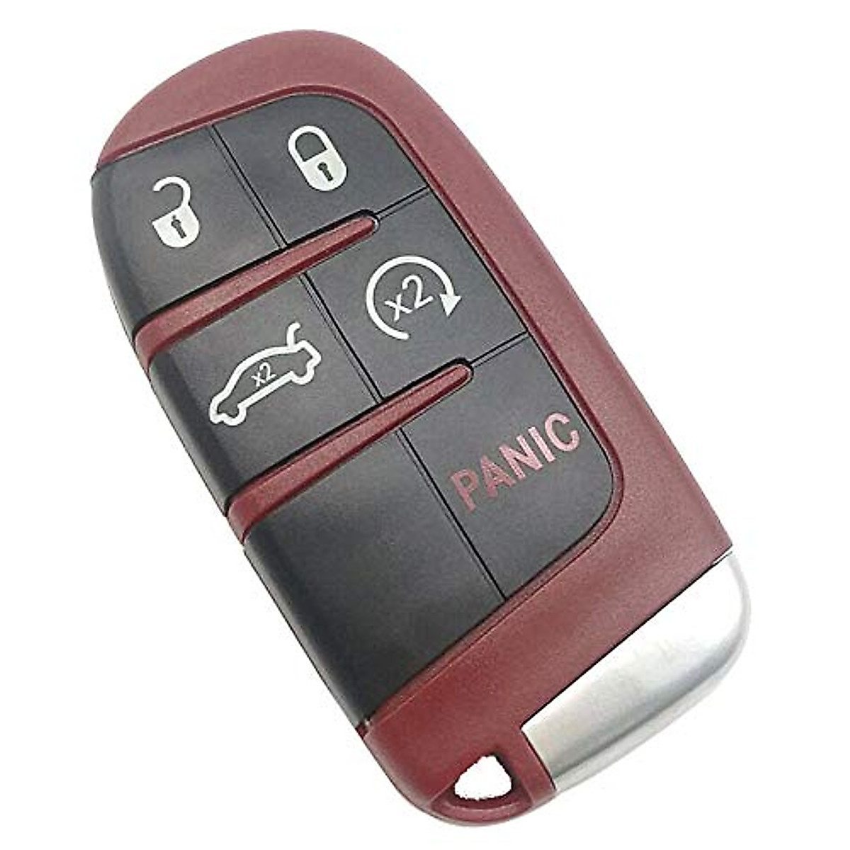 5 Buttons Remote Smart Key Fob Shell Case Fit for Jeep Grand Cherokee Dodge Challenger Charger Dart Durango Journey Chrysler 300 Keyless Entry Replacement Car Key Cover (Red)