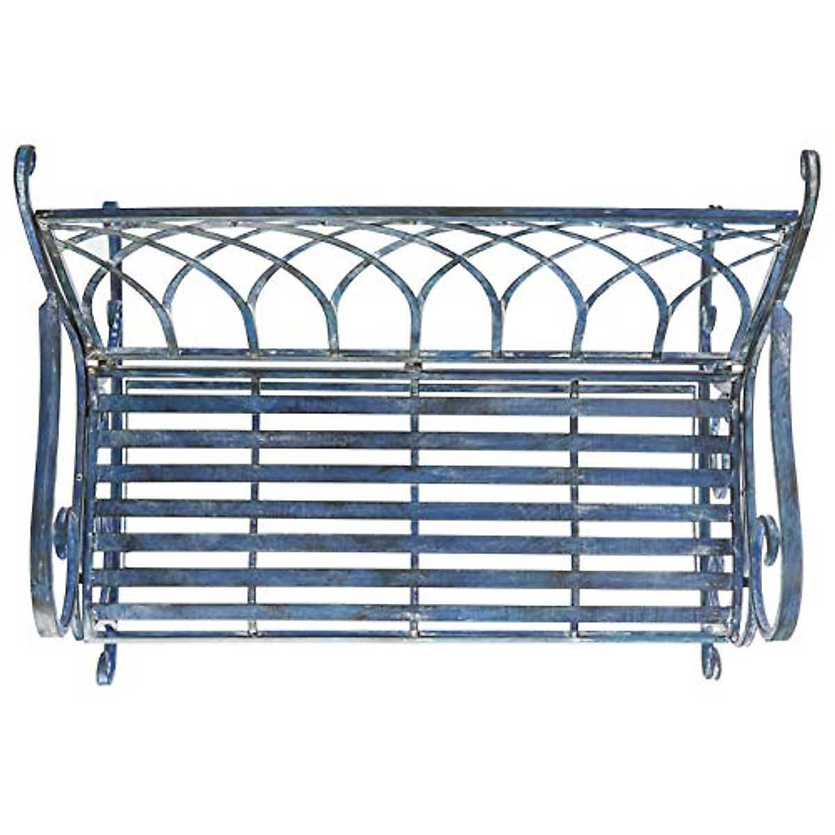 Safavieh Outdoor Collection Ressi Victorian Antique Patio Porch Entryway Backyard Rock Bench PAT5021C, Mossy Blue