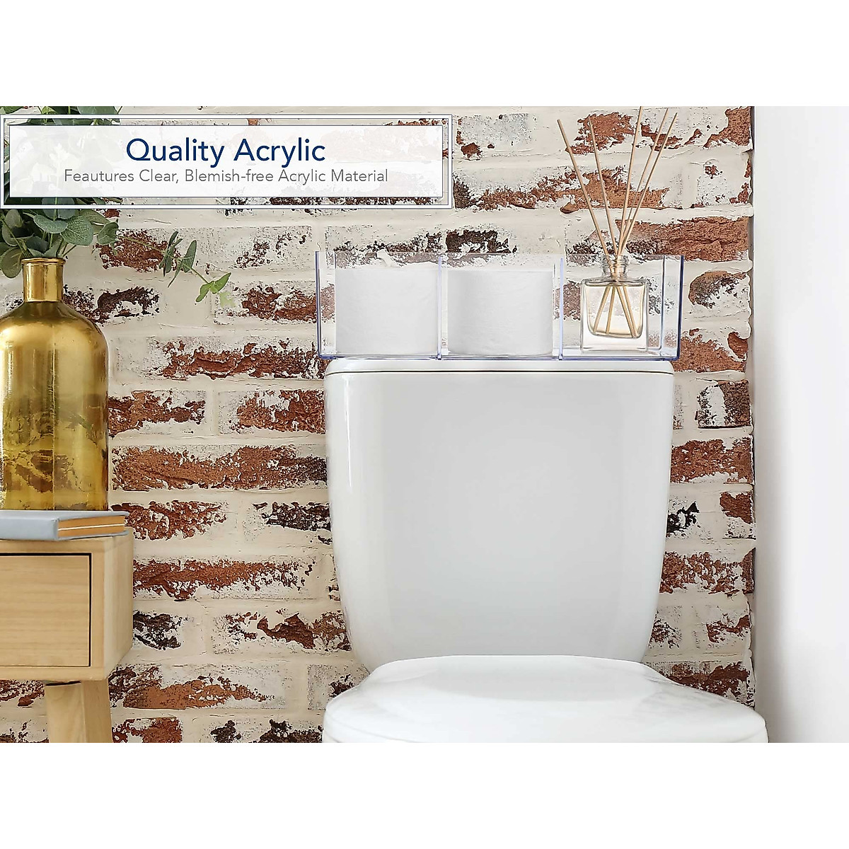 Royal Imports Clear Acrylic Kitchen Table Counter Organizer, Bathroom Decor Toilet Paper Holder, Tissue Tank Top Box, Decorative Storage Container with compartments - Art Supplies, Plants