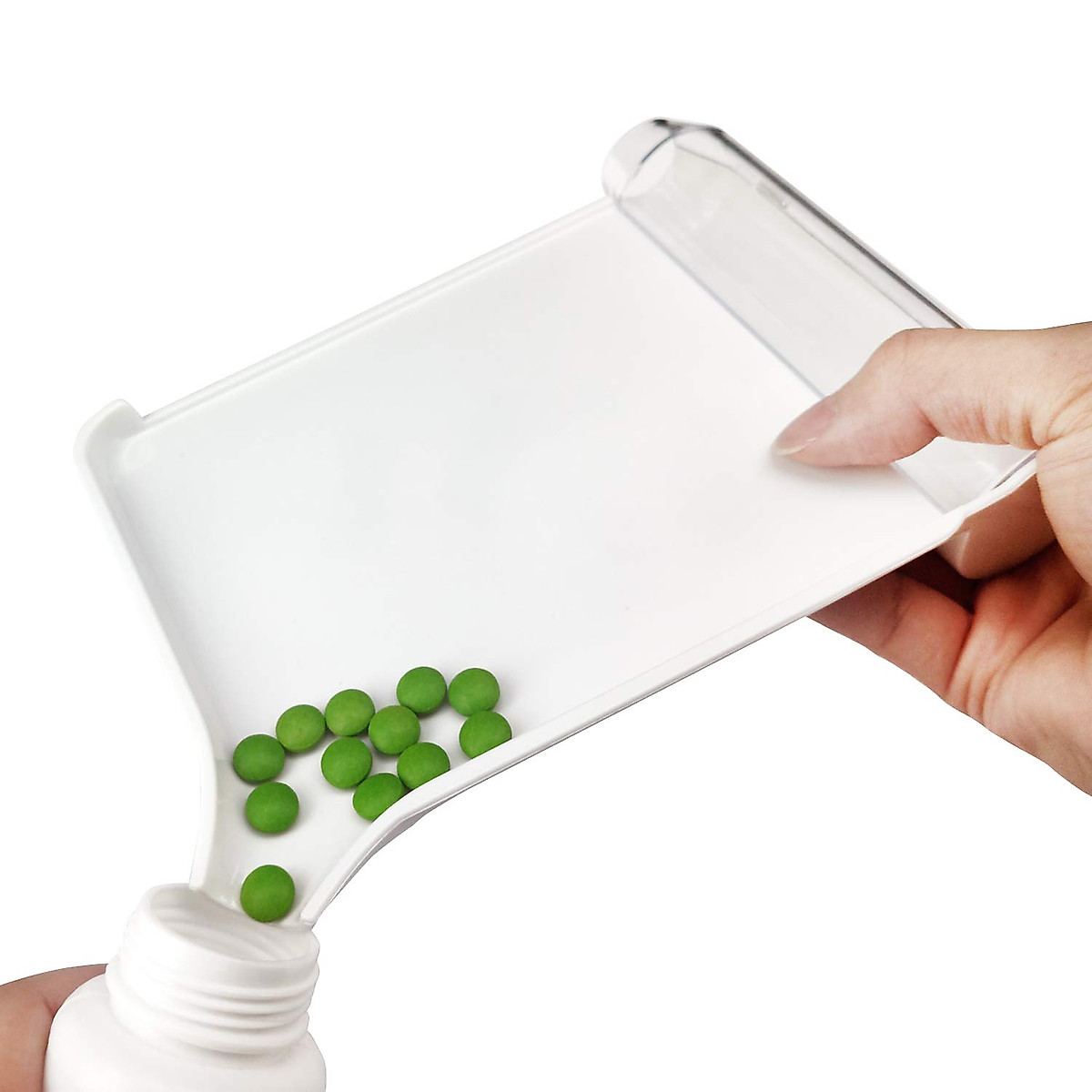 Medarchitect Right Hand Pill Counting Tray with Spatula (White - Wood Handle)