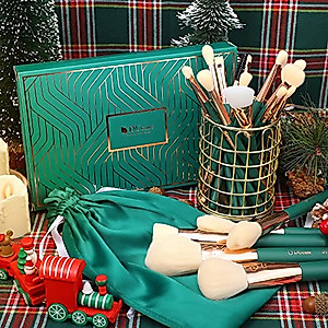 DUcare Makeup Brushes Professional 20Pcs Green Makeup Brush set with Silicone Face Mask Brush Kabuki Foundation Blending Powder Blush Concealers Eyeshadows Brushes