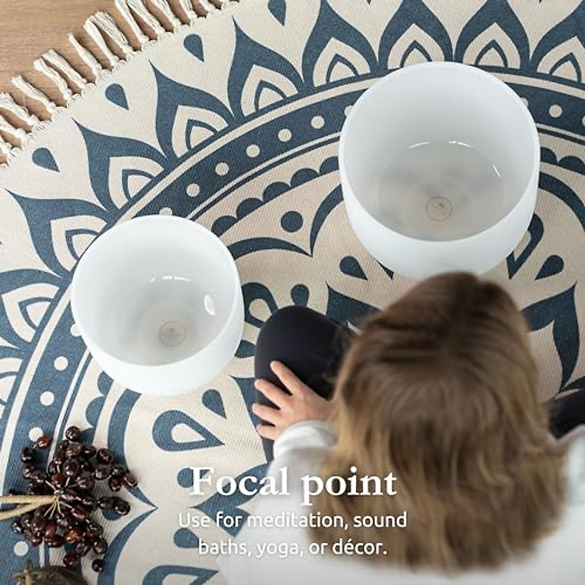 Meinl Sonic Energy Crystal Singing Bowl 9" A Note Brow Chakra, High-purity Quartz — for Meditation, ASMR, Sound Therapy, Yoga