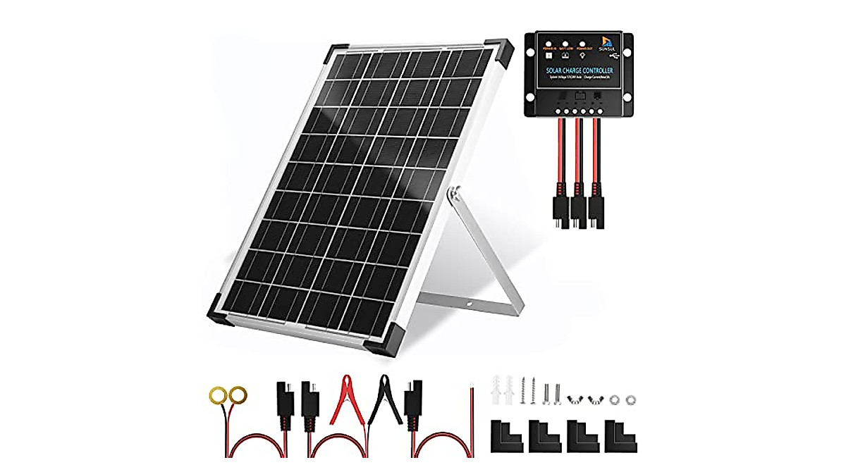 SUNSUL 30 Watt 12V Solar Panel Kit Battery Maintainer Trickle Charger ...