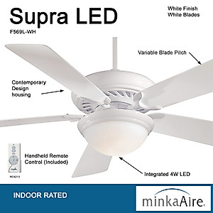 MINKA-AIRE F569L-WH Supra 52 Inch LED Ceiling Fan in White Finish