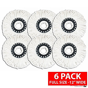 The Perfect Part Mop Heads - Pack of 6 Mop Head Replacement, Microfiber Mop Head for Floor Cleaning, 6.5" Heavy Duty Durable & Easy to Install Mop Heads Replacements for Home & Commercial Use