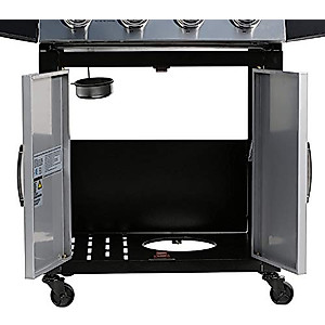 MASTER COOK Outdoor Propane Gas Grill, 4-Burner Gas Grill with Side Burner Liquid Propane Gas Grill BBQ Gas Grill, Stainless Steel Gas Grill, Silver Black