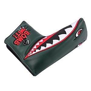 SHABIER New War Shark Flying Tiger Warshark Golf Putter Headcover Golf Blade Putter Cover (Dark Green)