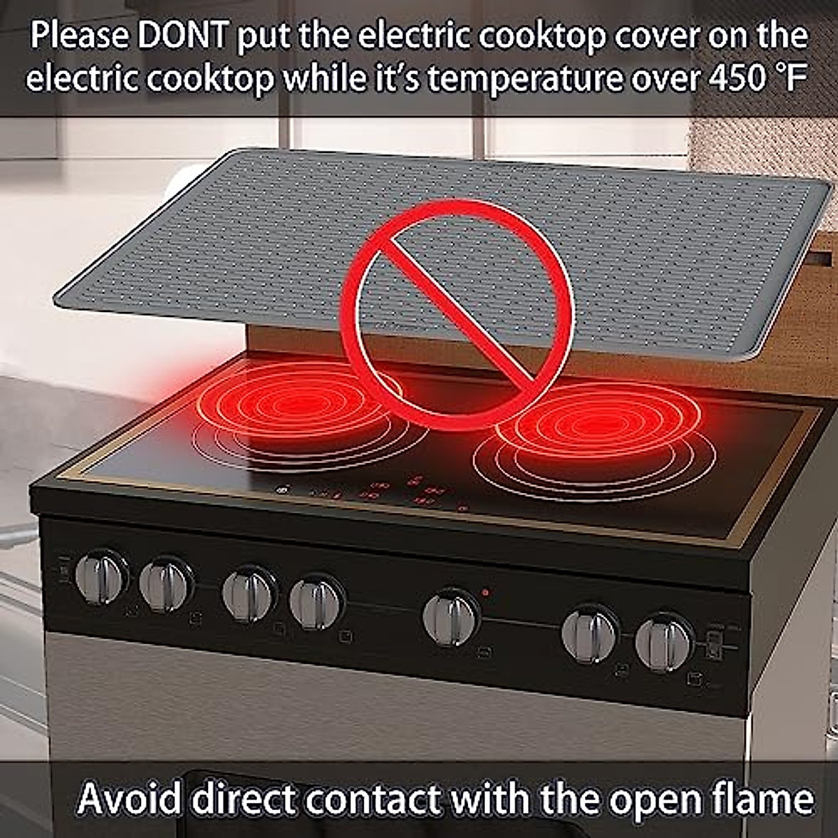 KEYFIVE Silicone Stove Top Cover for Electric Stove, 28 * 20 inches Extra Large Silicone Dish Drying Mat, Glass Top Stove Cover To Protect Kitchen Counter Surface And Prevent Scratching- Grey