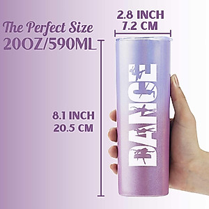 Onebttl Dancer Gifts for Girls, Teens, Her - Dance - 20oz/590ml Stainless Steel Insulated Tumbler with Straw, Lid - Dance Themed Recital Gifts for Women - (Purple-Pink)