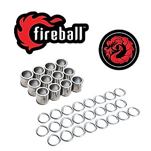 Fireball Dragon Spacers and Washers for Skateboards and Longboards (24 Rings, 12 Spacers) (Silver)