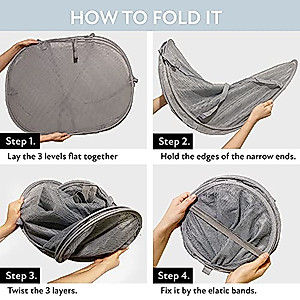 JY LIVING Folding Hanging Dryer for Clothes, Laundry, Sweater, Swimsuit and Clothing Easy Unfolding and Foldable Hanger Rack for Indoor, Outdoor, Outside and Camping Portable Design of Mesh (3 Tier)